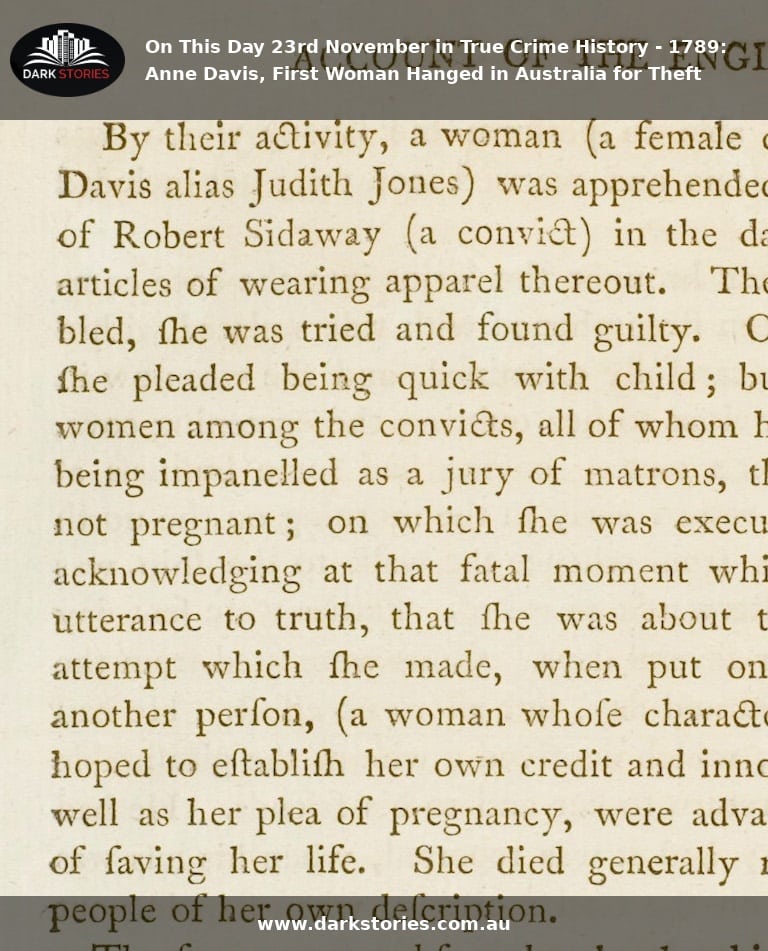 On this day in True Crime History 23rd November 1789: 🔒 Anne Davis ...